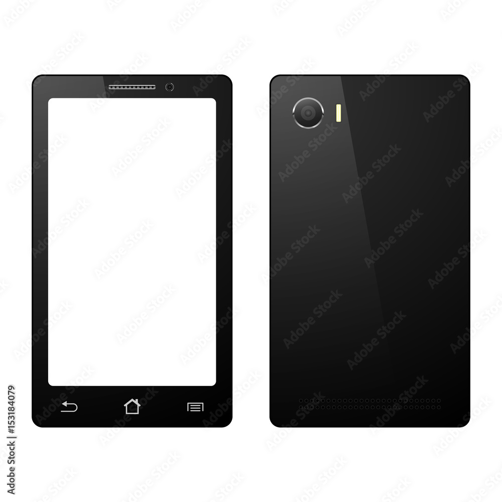 Smartphone on white background, mobile phone isolated with touchscreen ...