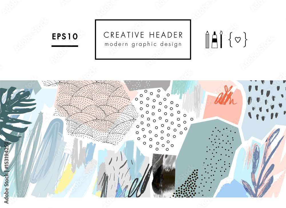 Creative background with floral elements and different textures ...