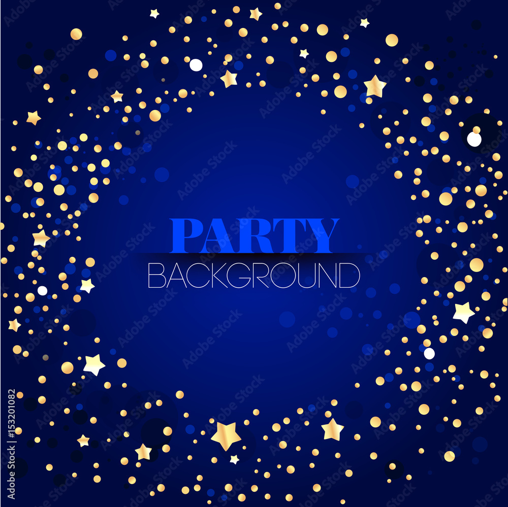 Square blue party background with golden graphic elements. Stock Vector ...