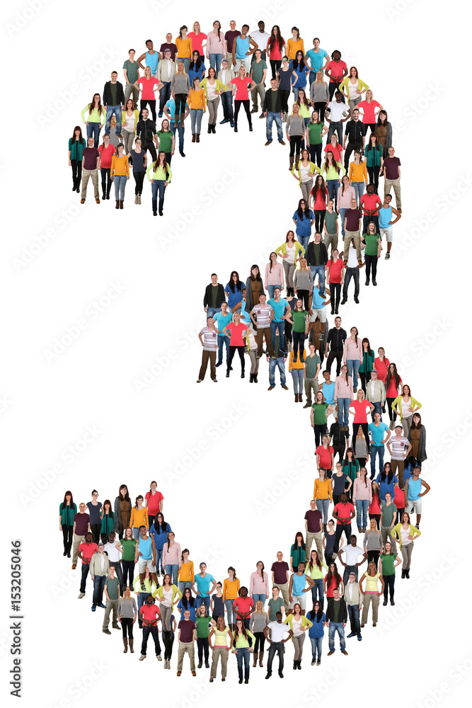 Zahl Ziffer 3 drei Leute Menschen People Gruppe Menschengruppe Stock ...