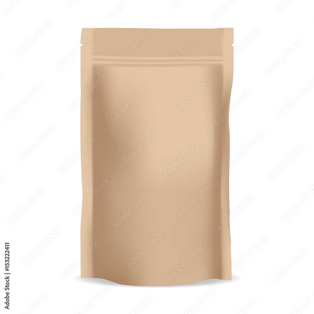 Brown paper food bag package. Realistic mockup template. packaging ...