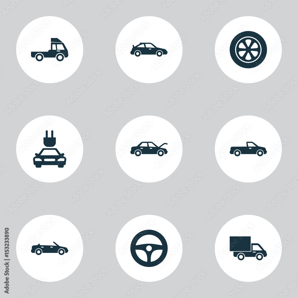 Auto Icons Set. Collection Of Lorry, Carriage, Van And Other Elements ...