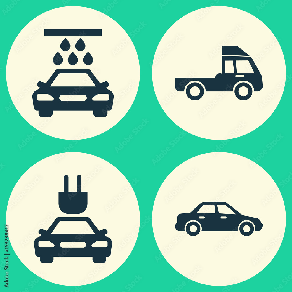 Vecteur Stock Automobile Icons Set. Collection Of Automobile, Plug, Van ...