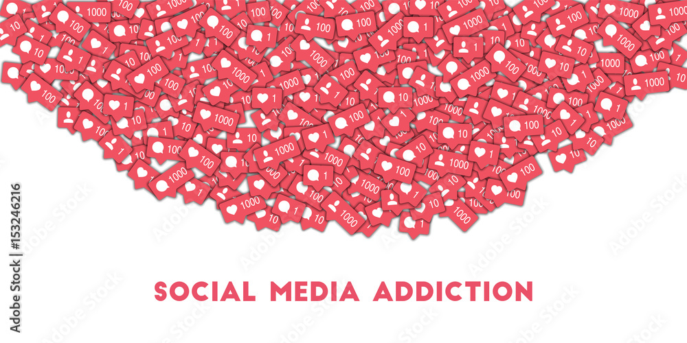 Social media addiction. Social media icons in abstract shape background ...
