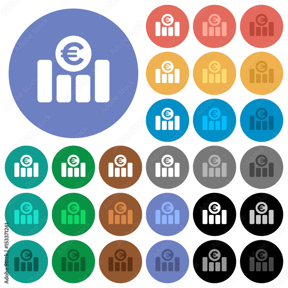 Stockvector Euro financial graph round flat multi colored icons | Adobe ...
