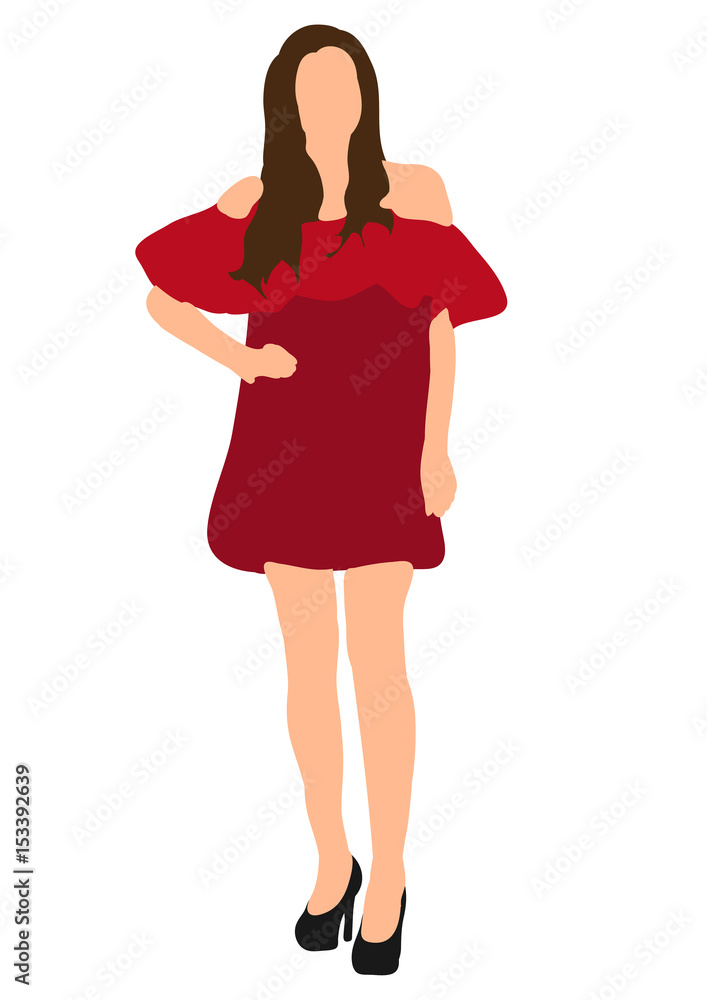 illustration, beautiful girl without face in dress Stock イラスト | Adobe Stock