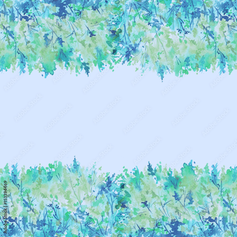 Watercolor blooming autumn bush. Texture with picturesque spots ...