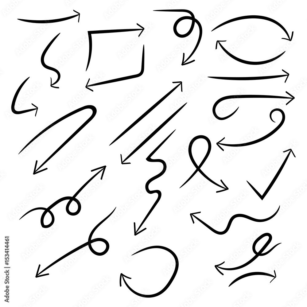 Hand drawn vector arrows set. Marker elements Stock Vector | Adobe Stock