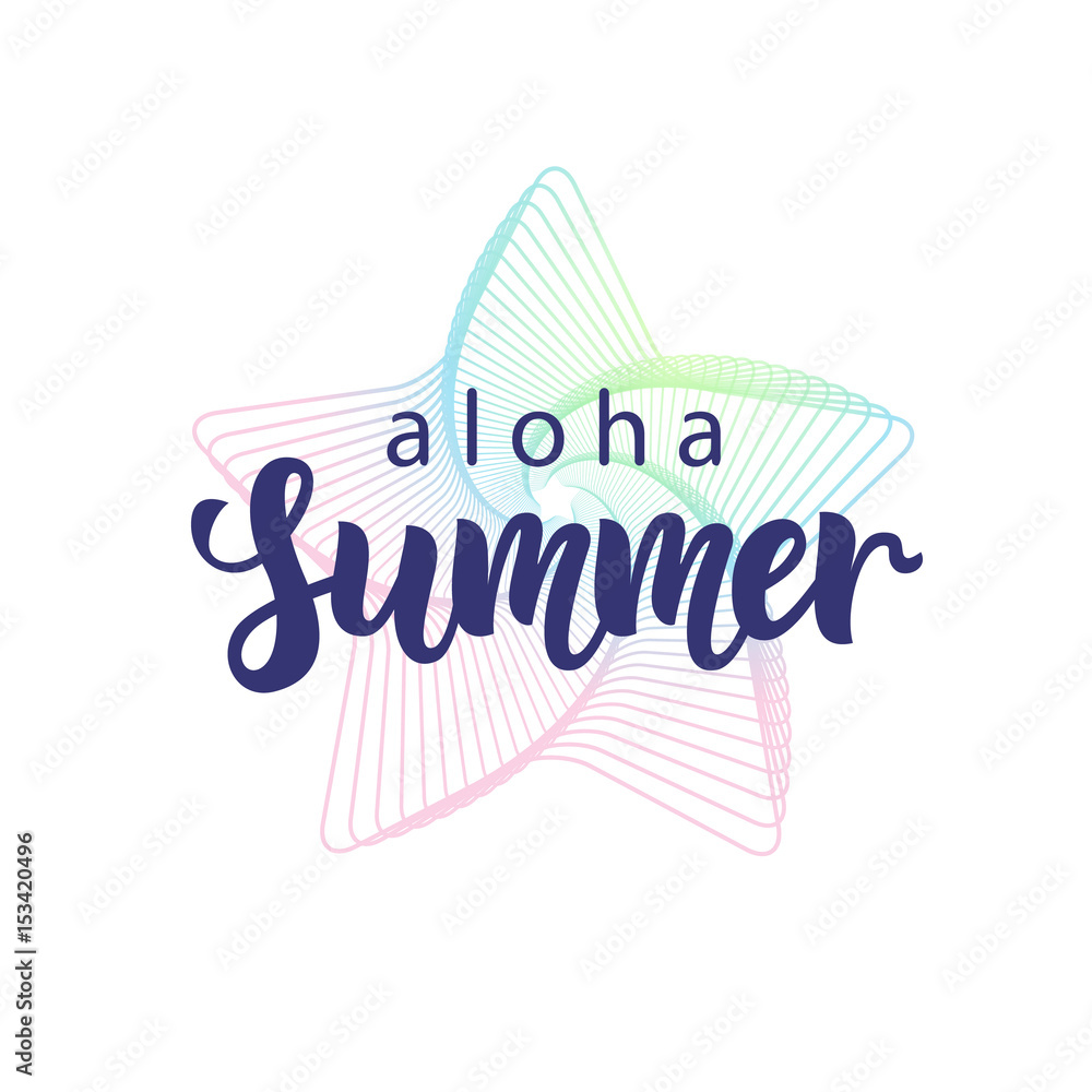 Aloha summer hand written lettering Stock Vector | Adobe Stock