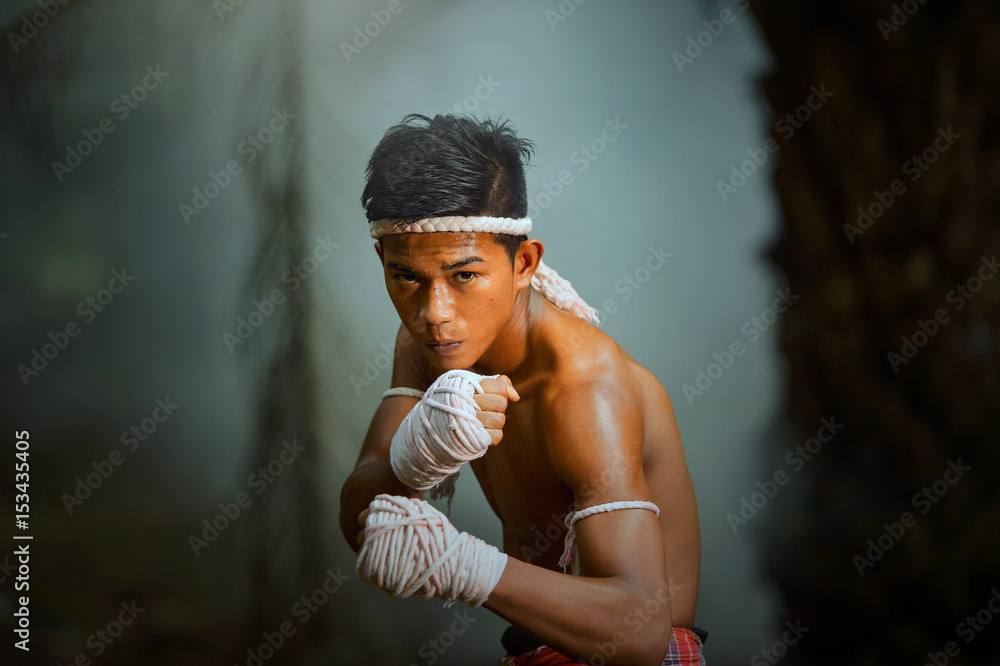 Muay thai, Thai Boxer training in sunset background,Thai boxer is ...