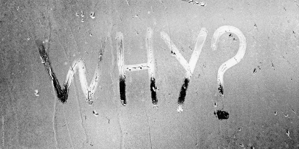 Autumn rain, the inscription on the sweaty glass - question mark ...