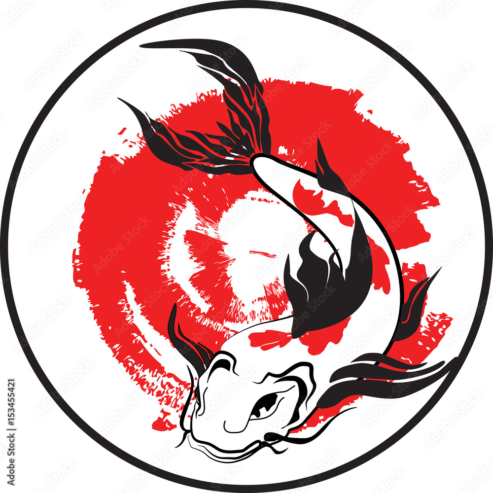 Japanese dragon fish koi created as illustration Stock Vector | Adobe Stock