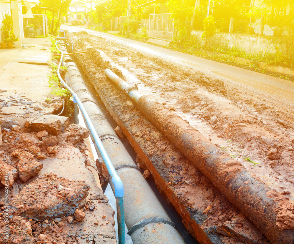 Dig canal,The process of laying of engineering and heating systems ...