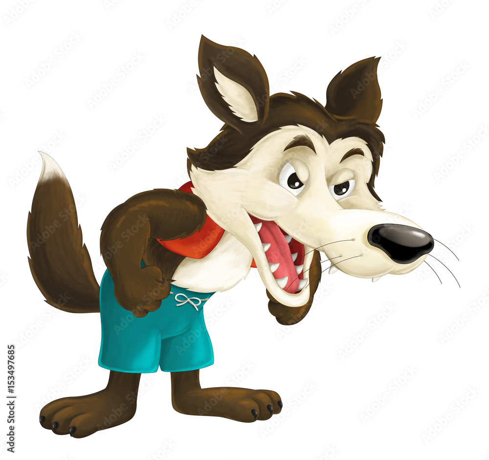 cartoon wolf standing and looking angry Stock Illustration | Adobe Stock