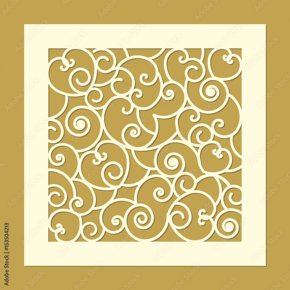 Flower geometric ornament. Abstract curled pattern in linear style ...