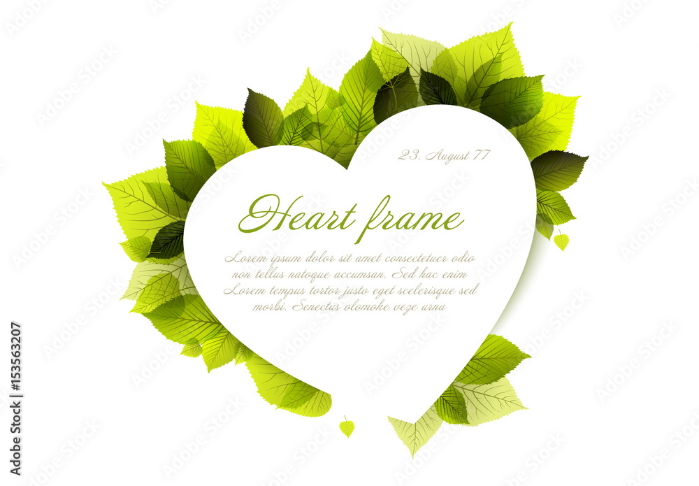 Spring Heart and Leaves Card Layout Stock Template | Adobe Stock