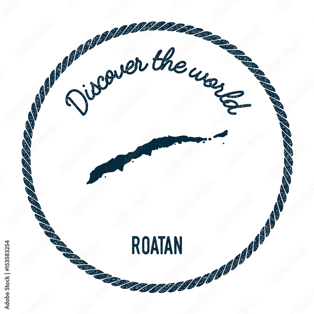 Roatan map in vintage discover the world insignia. Hipster style ...