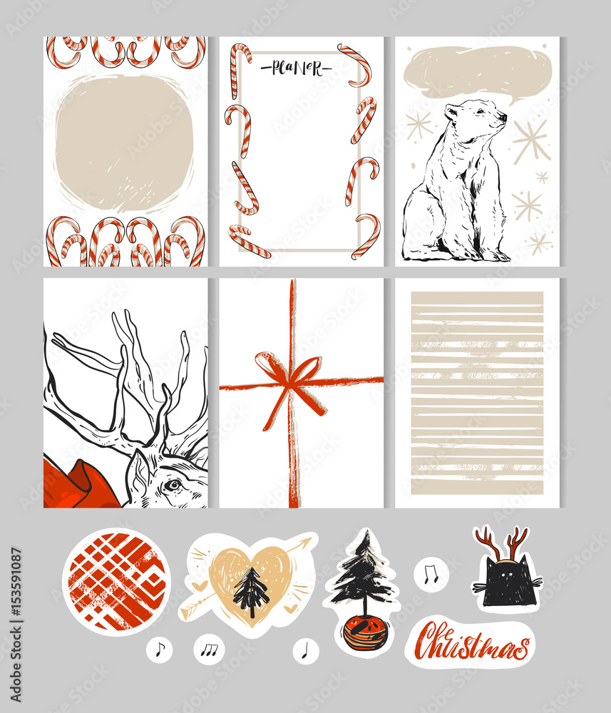 Hand made Christmas Set with Cards,Notes,Stickers,Labels,Stamps,Tags ...