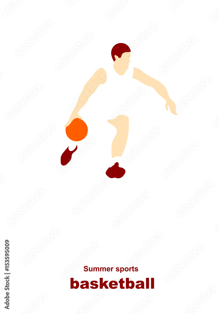 Vector illustration. Illustration shows a basketball player in the ...