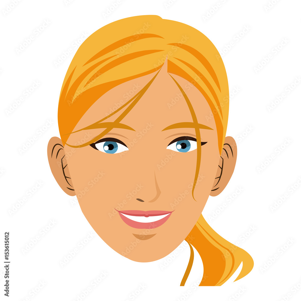 Pretty Face Woman Smile Hair Style Vector Illustration Stock Vector