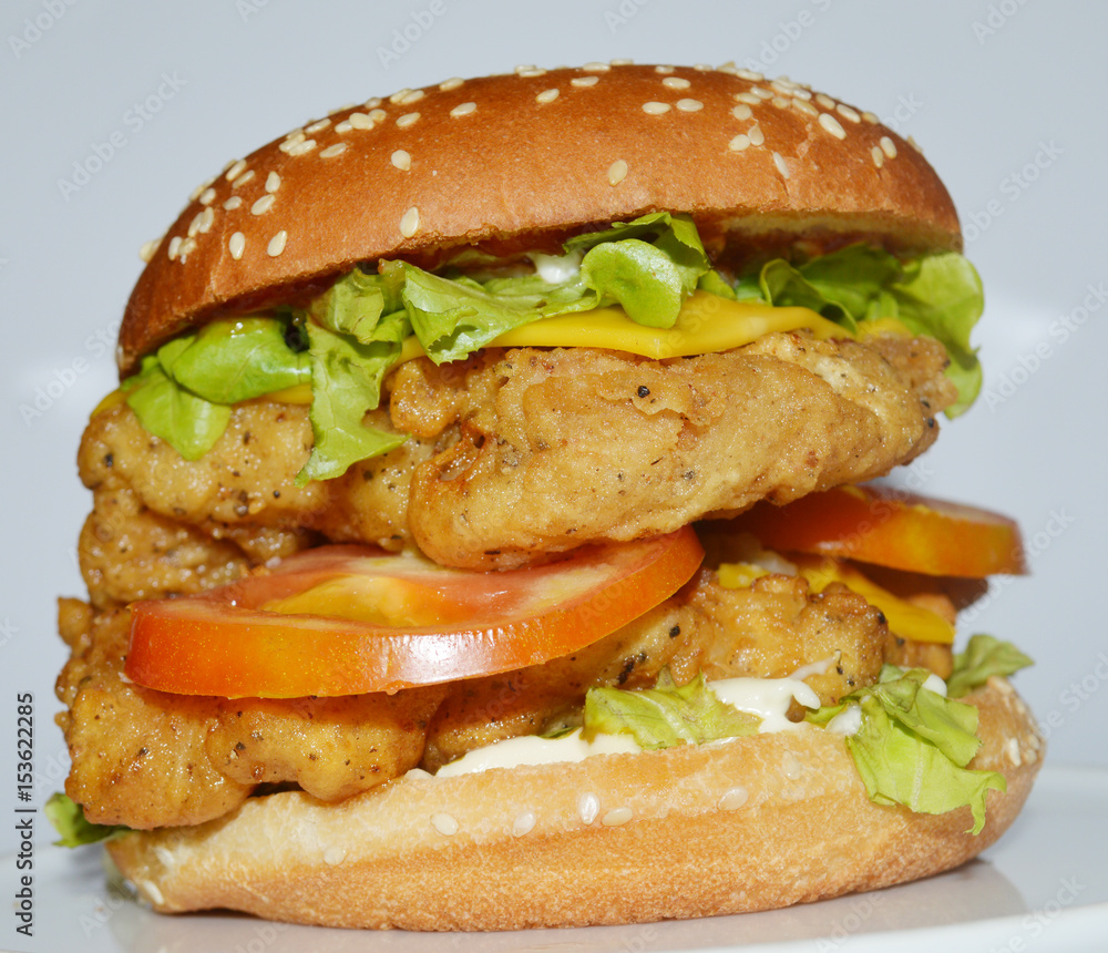 This is an amazing double Chicken and Cheese Burger, very tasty. Also ...