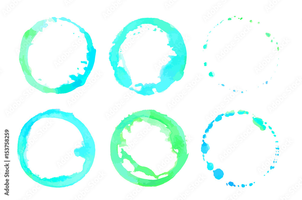Vector set of watercolor teal and green background textures Stock ...