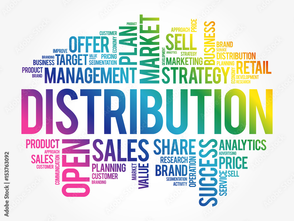 Distribution word cloud collage, business concept background Stock ...