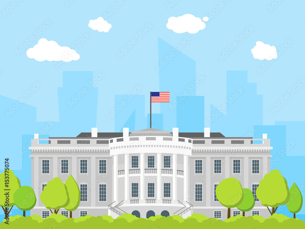 Cartoon White House Building. Vector Stock Vector | Adobe Stock