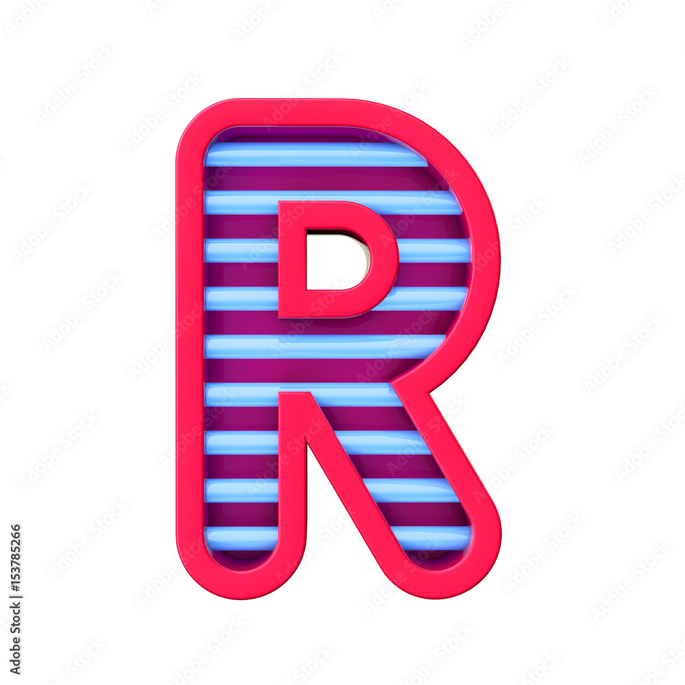 Neon style light letter R. Glowing neon Capital letter. 3D rendering ...