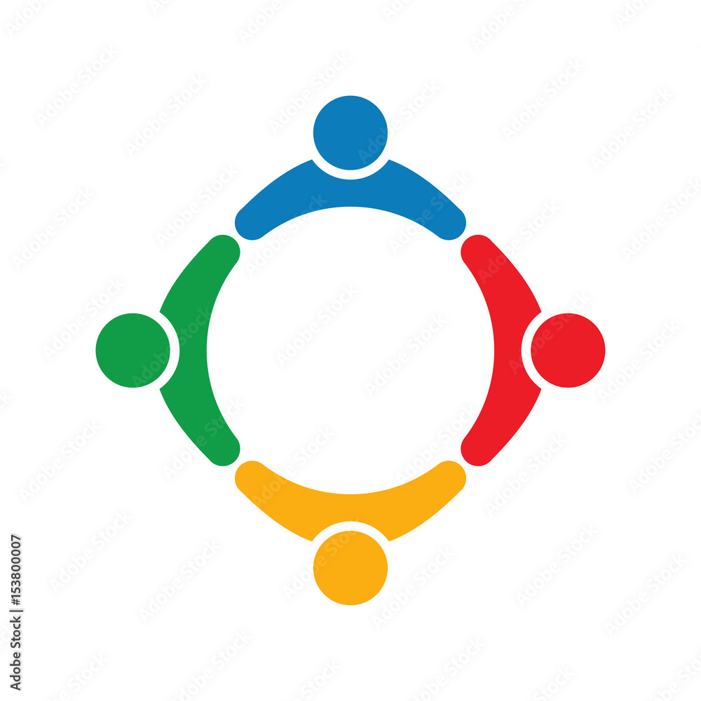 Icono plano circulo personas varios colores en fondo blanco Stock ...