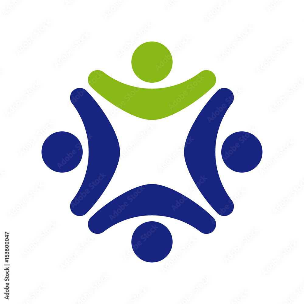 Icono plano equipo personas azul y verde en fondo blanco Stock Vector ...