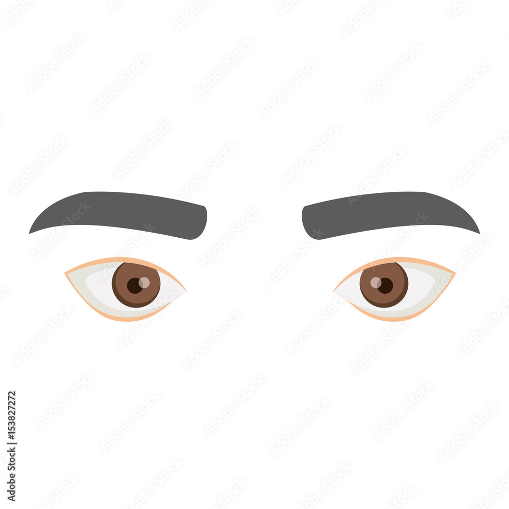 white background with male eyes and eyebrows vector illustration Stock ...