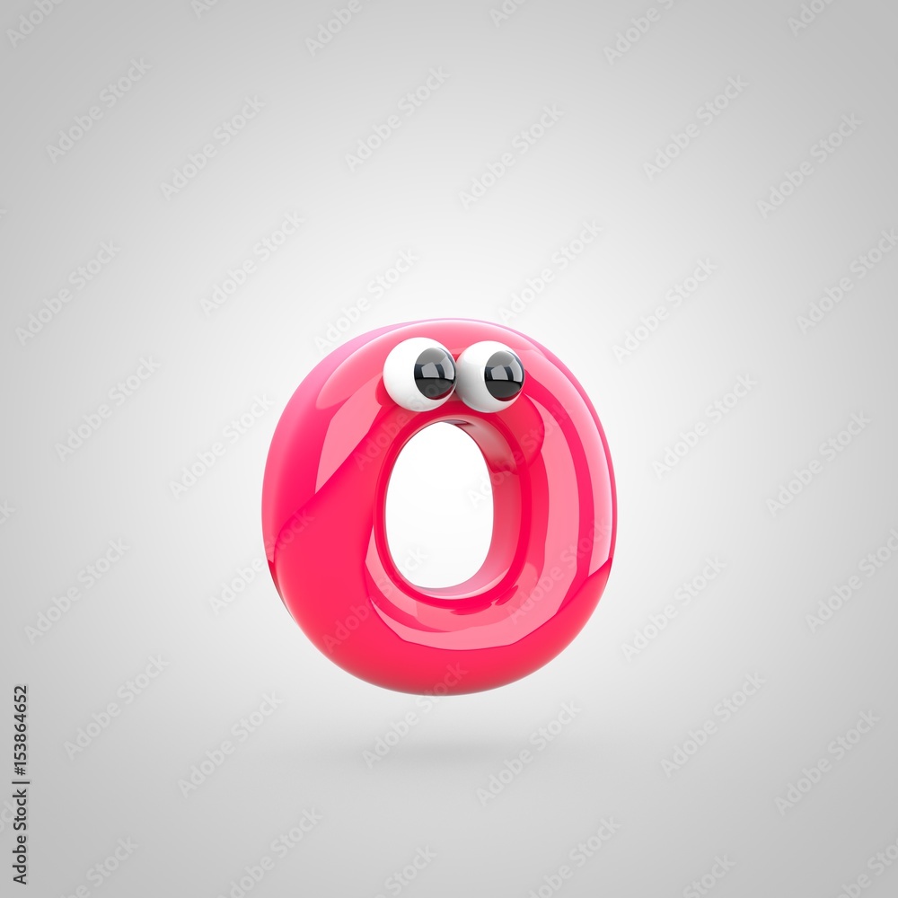 Funny pink letter O lowercase with eyes Stock Illustration | Adobe Stock