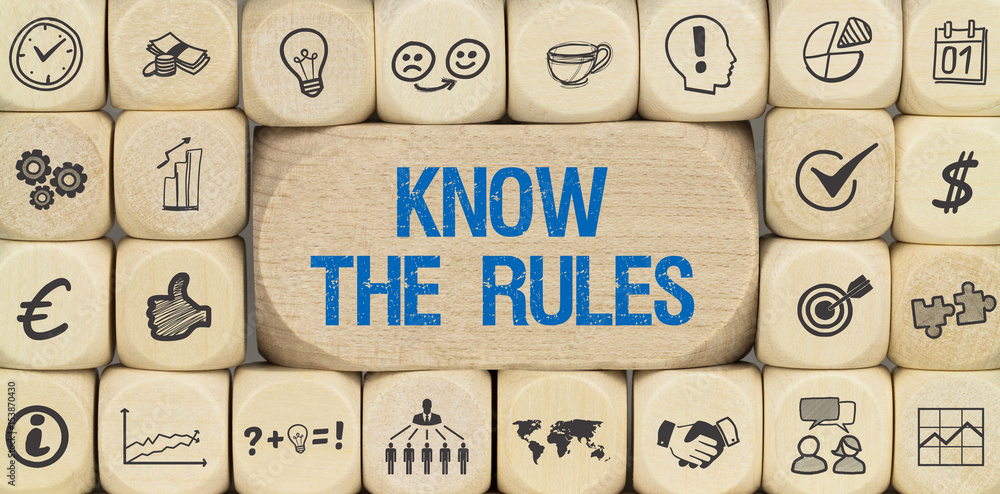 Know the Rules / Würfel mit Symbole Stock Photo | Adobe Stock