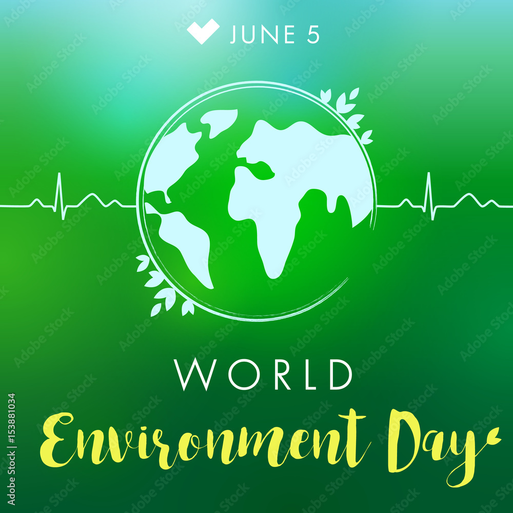 Vecteur Stock World Environment Day lettering pulce globe banner. World ...