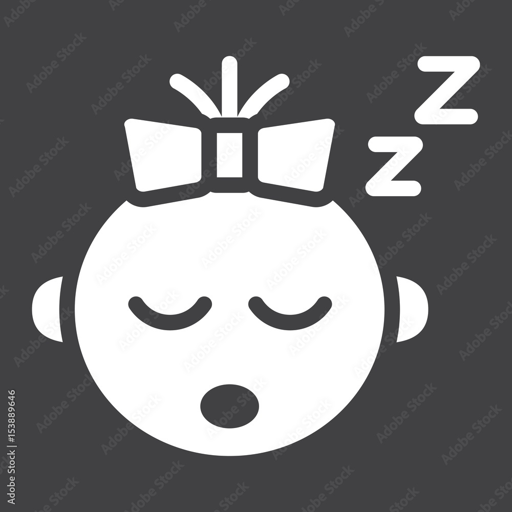 Baby girl sleep solid icon, child and infant, vector graphics, a filled ...
