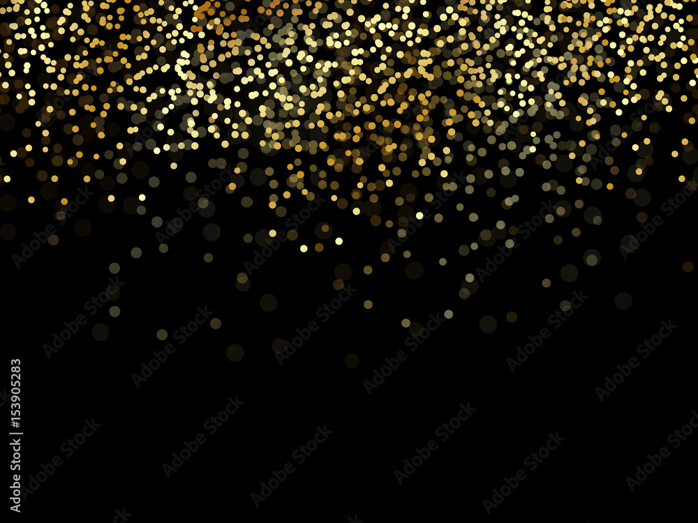 Gold confetti glitter on black background Stock Vector | Adobe Stock