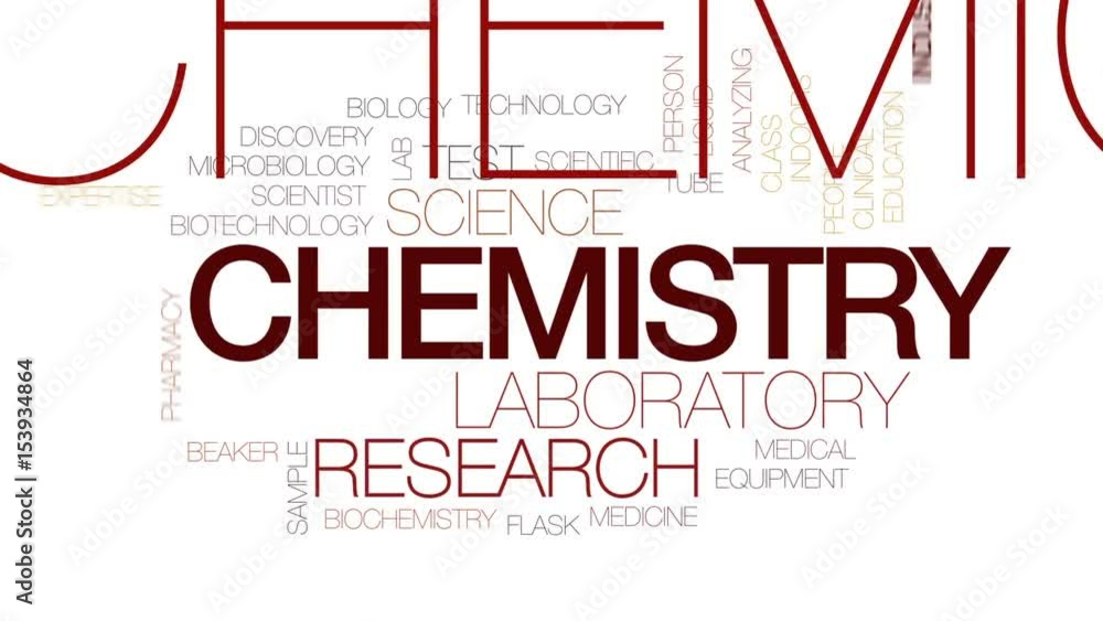 Chemistry animated word cloud, text design animation. Kinetic ...