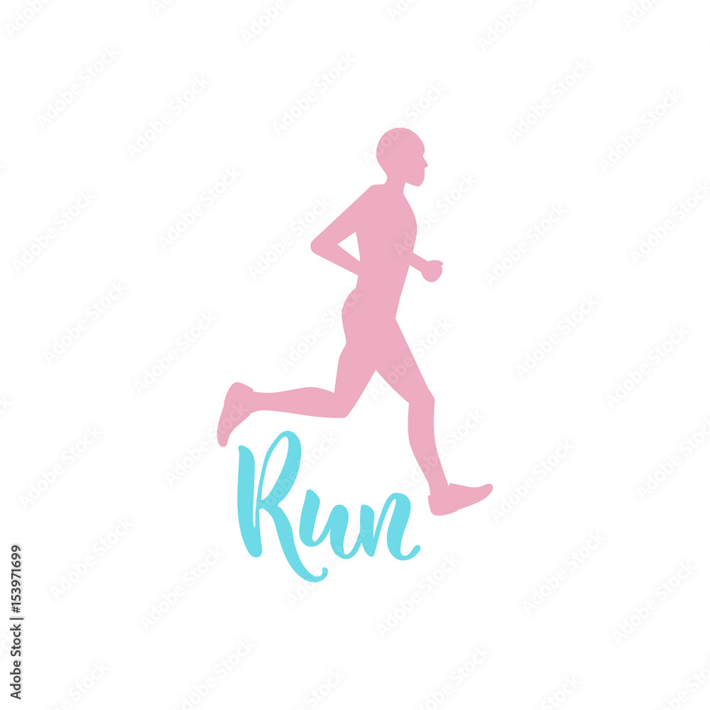 The logo on the theme of running and a healthy lifestyle, with letters ...