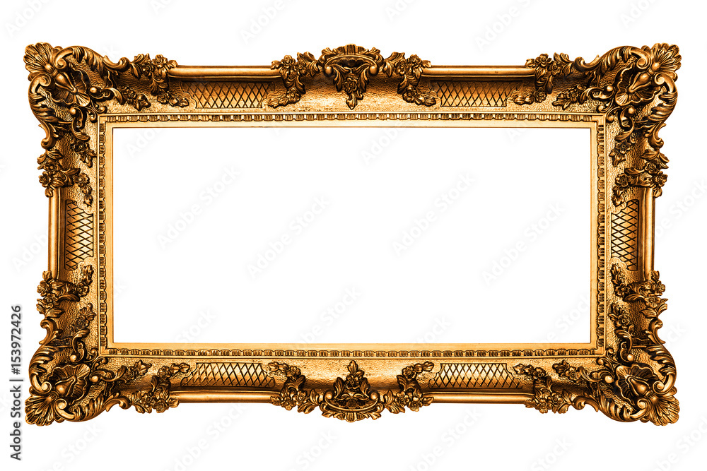 Golden frame isolated on white Stock Photo | Adobe Stock