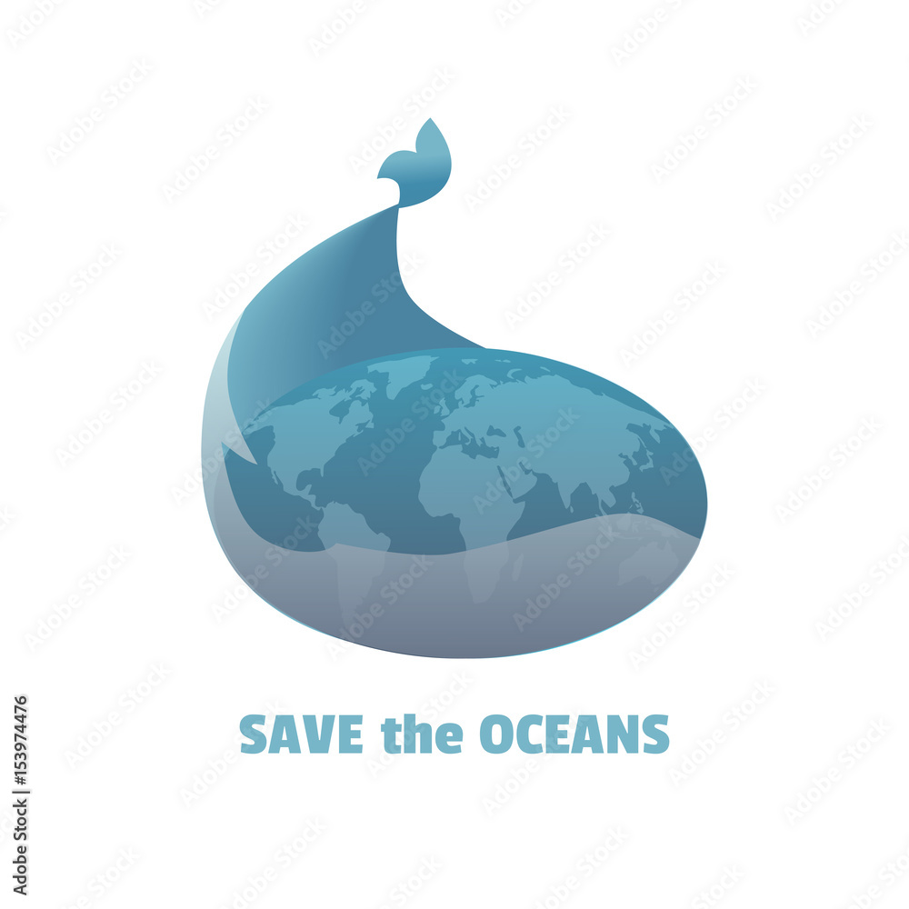 World ocean day icon. Typography poster concept June 8. Hand drawn ...