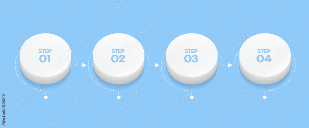 Business infographics template. Timeline with 4 3d circle arrow steps ...