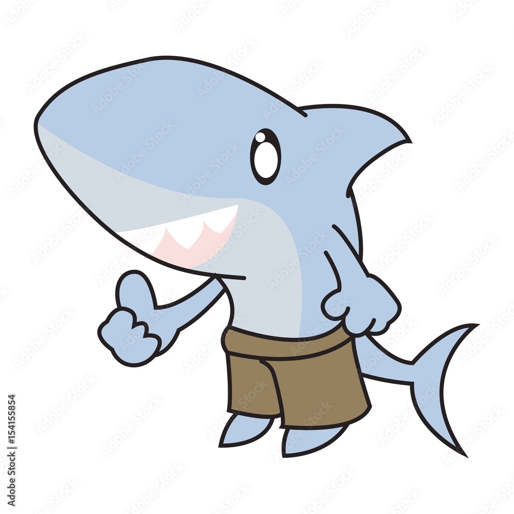 Stockvector Cartoon Shark with Thumb Up | Adobe Stock