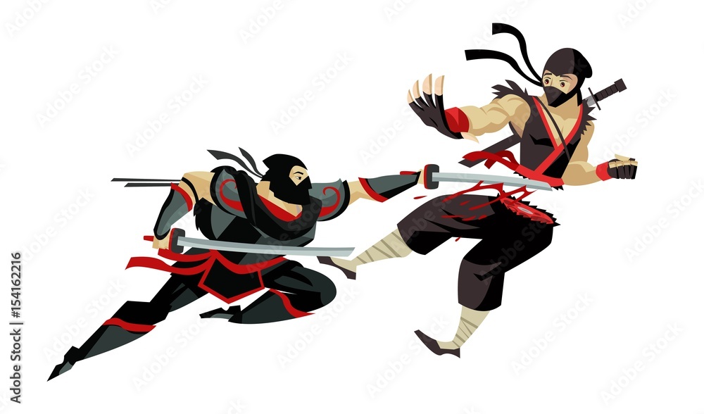 ninja cutting half of other ninja with swords Stock Vector | Adobe Stock
