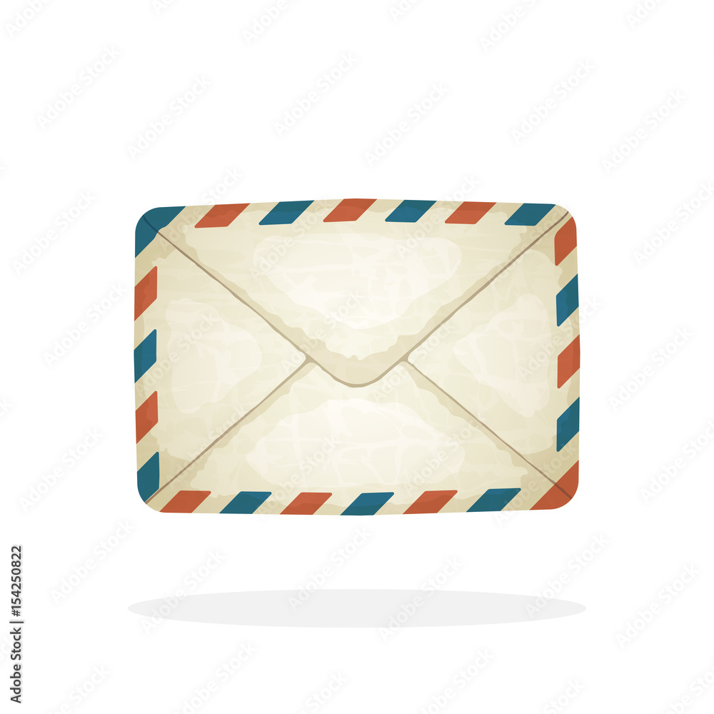 Vector illustration in cartoon style. Closed vintage mail envelope from ...