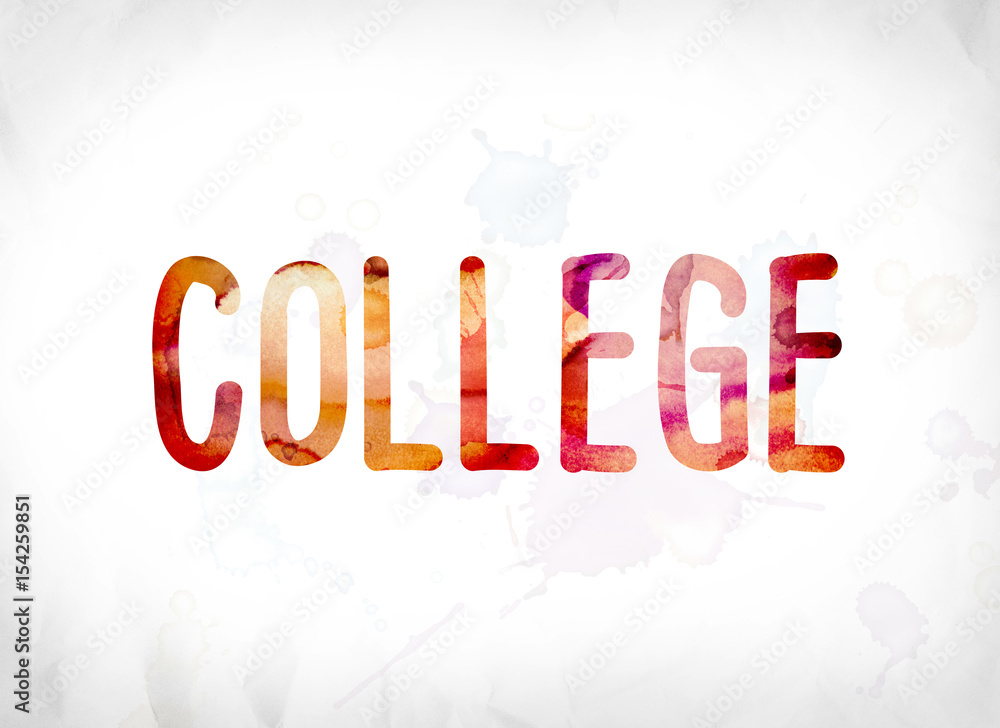 College Concept Painted Watercolor Word Art Illustration Stock | Adobe ...