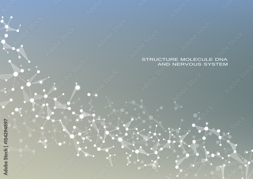 Molecule DNA and neurons vector. Molecular structure. Connected lines ...