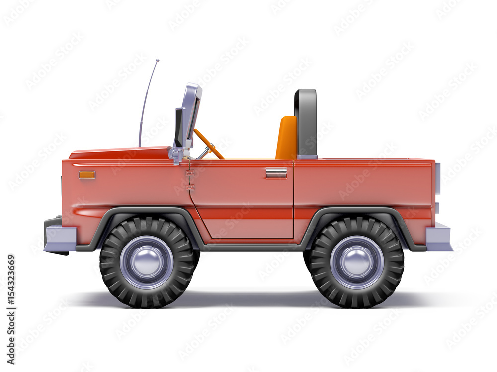 cartoon safari suv red side Stock Photo | Adobe Stock