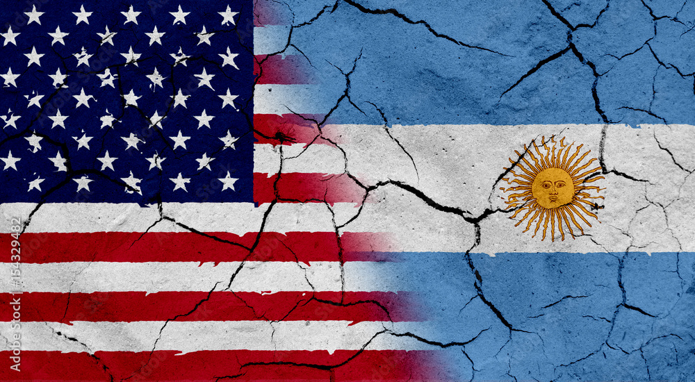 Flag of USA and Argentina, with cracked background texture Stock ...