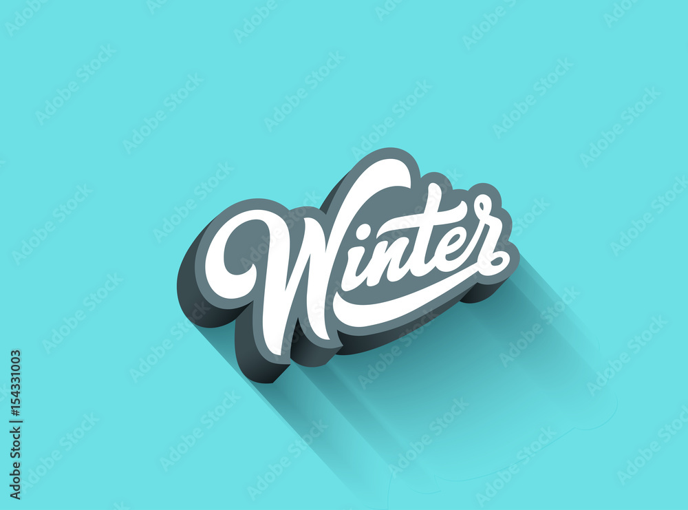 Winter text 3D Vector Lettering poster design. Stock Vector | Adobe Stock